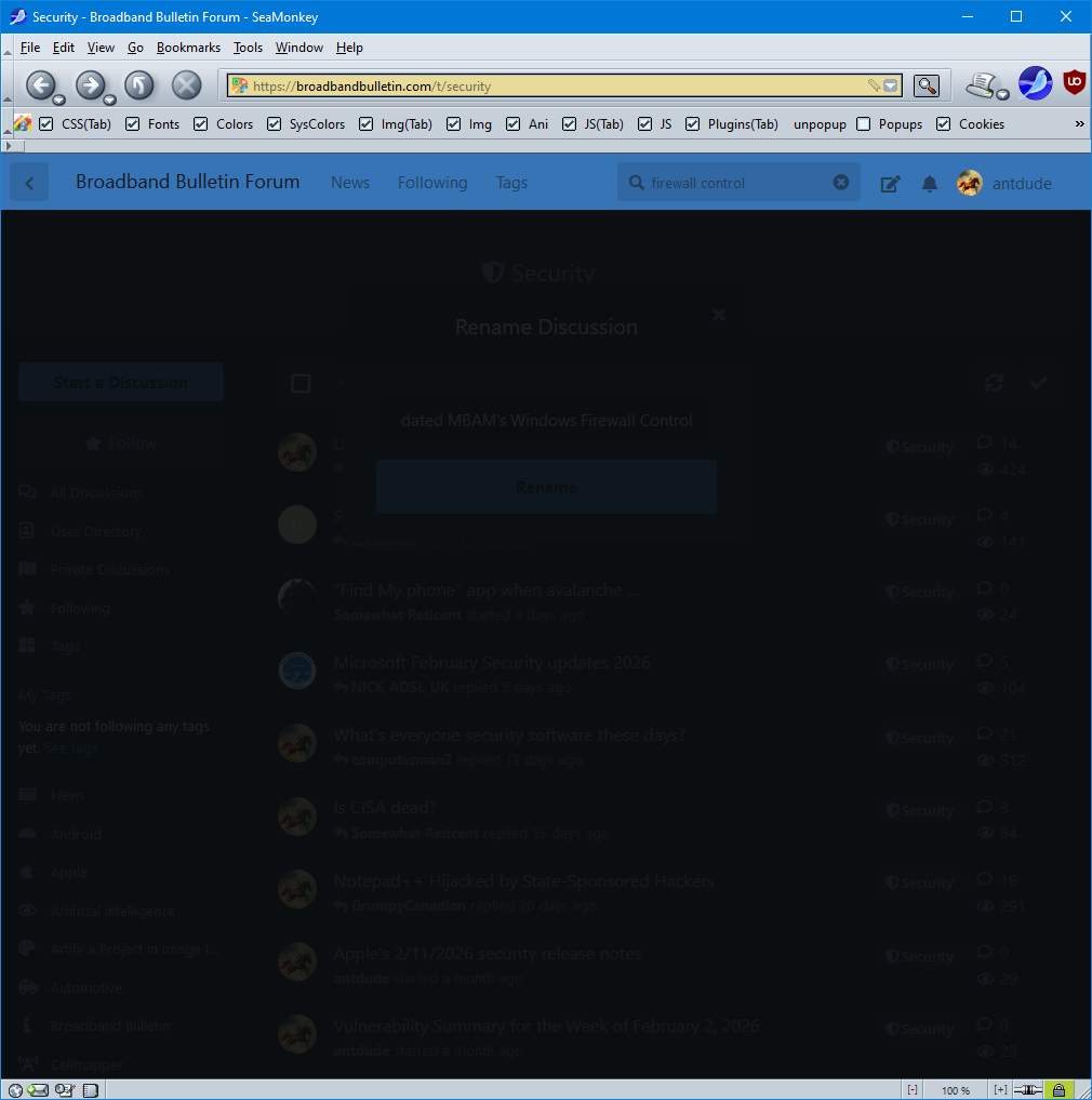 SeaMonkey web browser issues... - Broadband Bulletin Forum